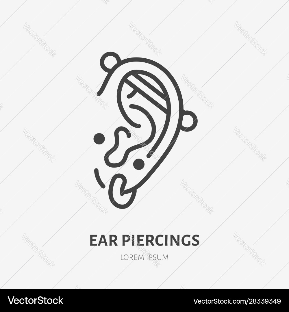 Ear piercing line icon pictograph face Royalty Free Vector