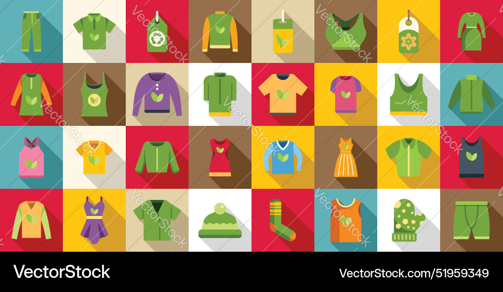 Eco-friendly clothing icons set eco friendly Vector Image