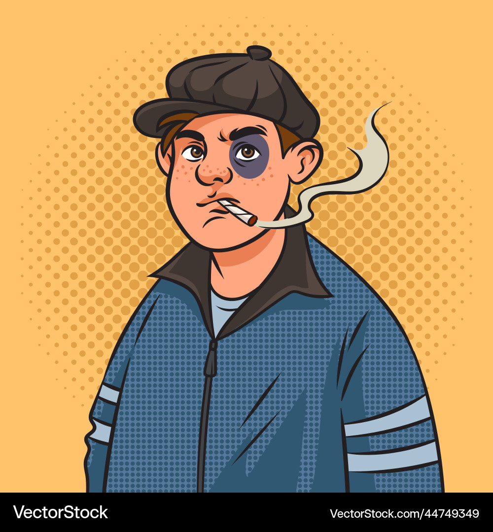 Hooligan man black eye pinup pop art Royalty Free Vector