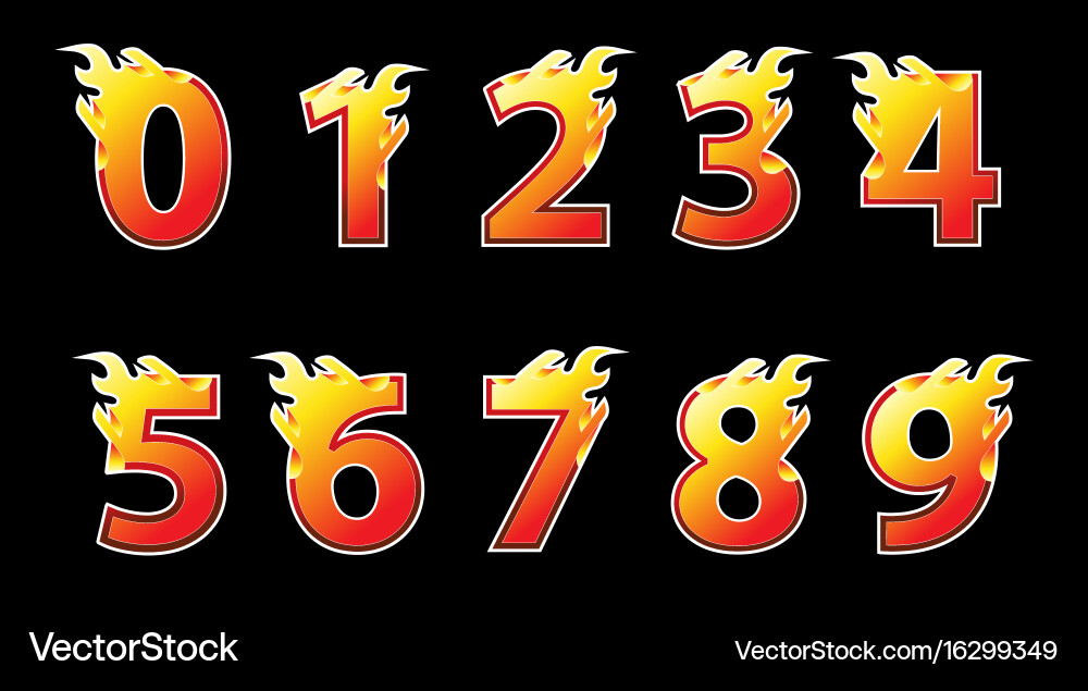 Numbers fire logo design Royalty Free Vector Image