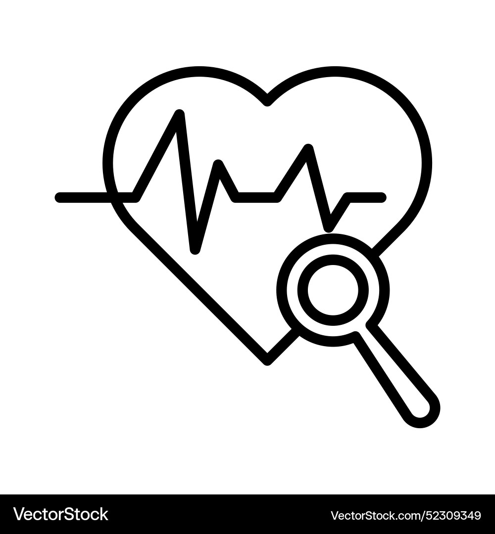 Pulse heart check up icon linear logo mark in Vector Image