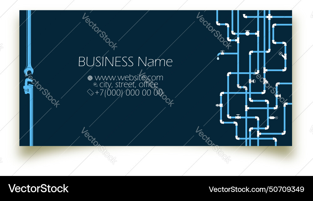 Water pipe system with valves business card Vector Image