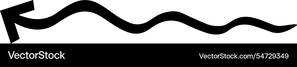 Wavy black arrow pointing to the left creating a Vector Image