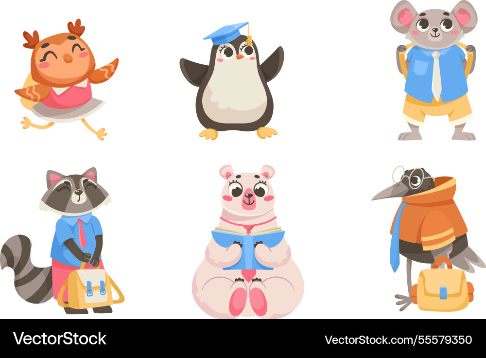 Animals students at school studying having lesson Vector Image