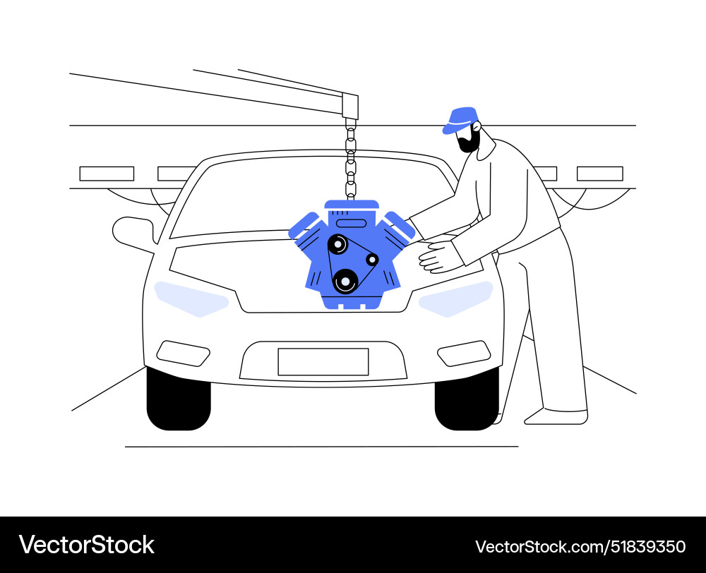 Car parts assembly line abstract concept Vector Image