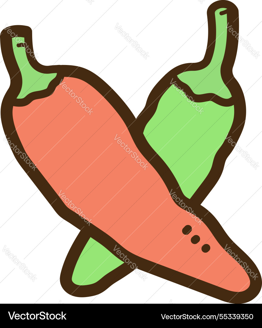 Chilli pepper - vegetables doodle art and Vector Image