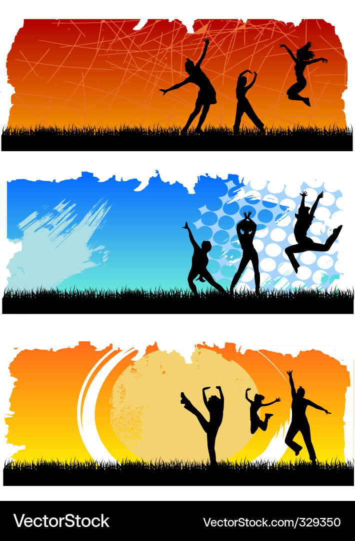 Energetic Jumping Figures Royalty Free Vector Image
