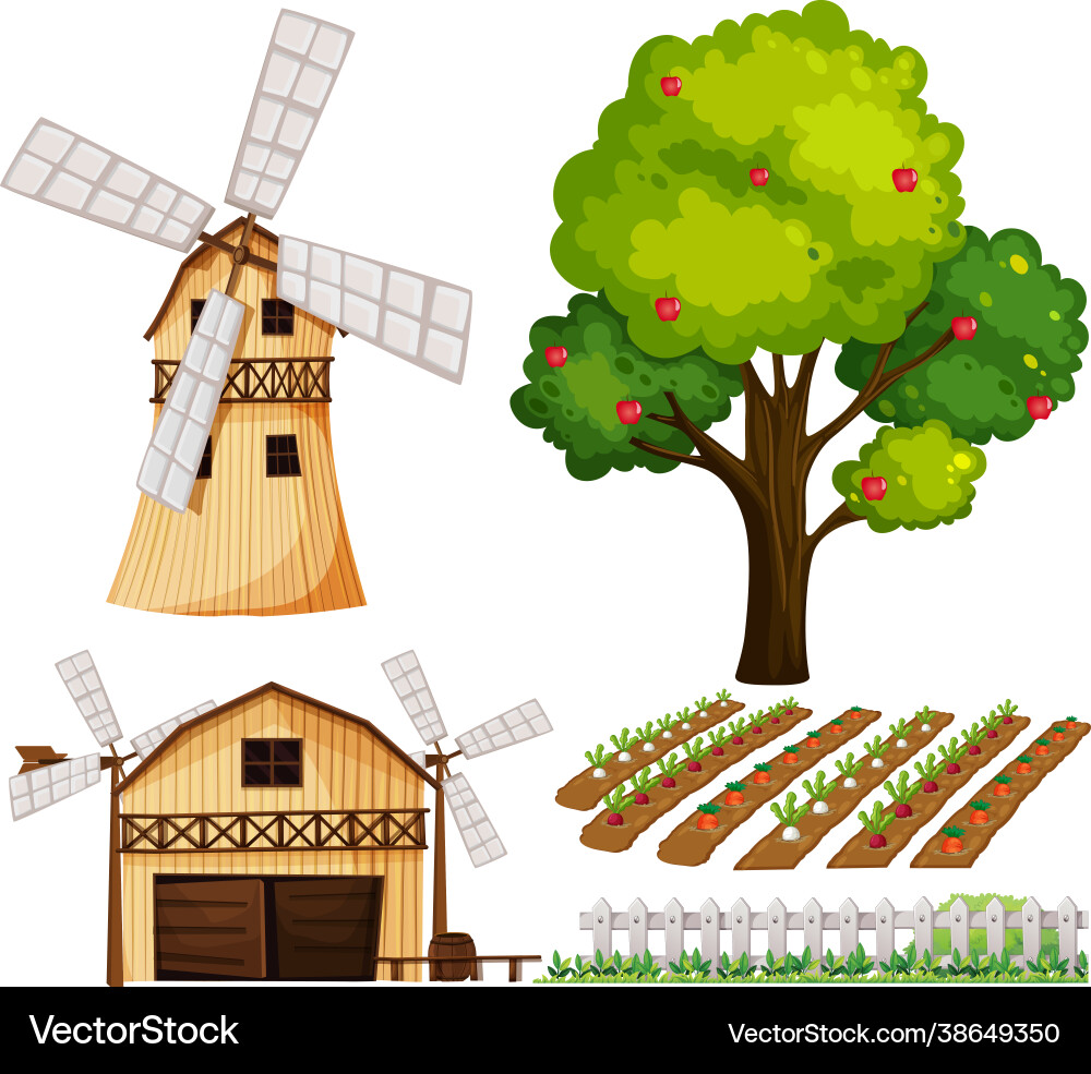 Farm element set isolated on white background Vector Image
