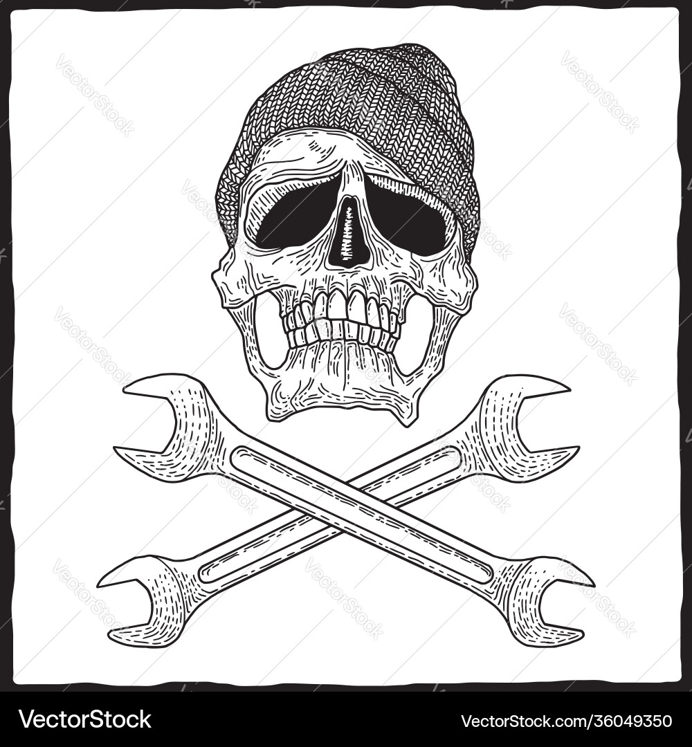Mechanic skull poster Royalty Free Vector Image