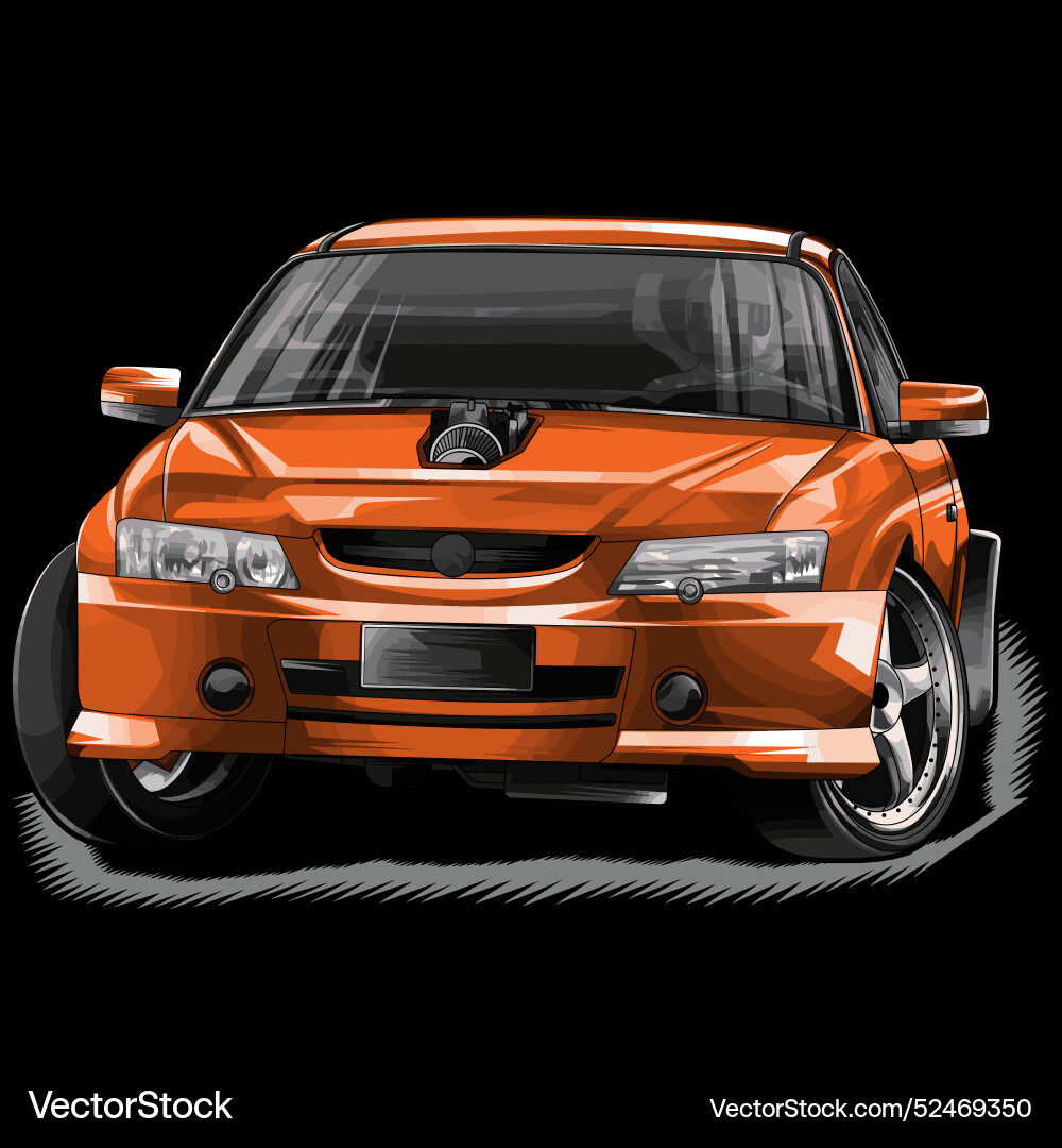 Orange drag racing car with grey strip Royalty Free Vector