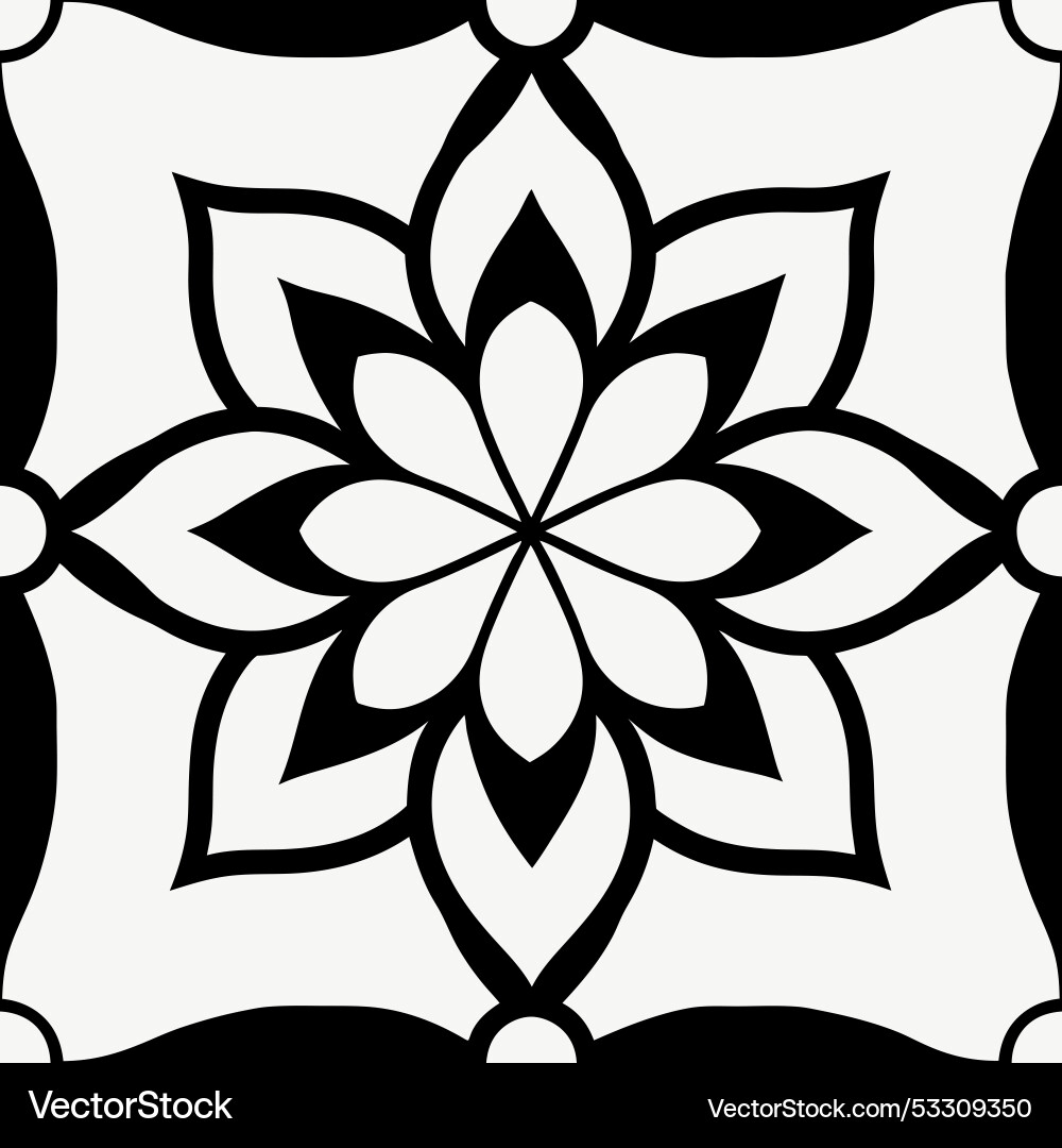 Ornate black and white floral pattern Royalty Free Vector