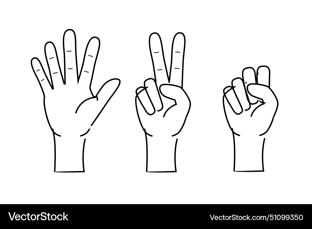 Rock scissors paper hand gesture Royalty Free Vector Image