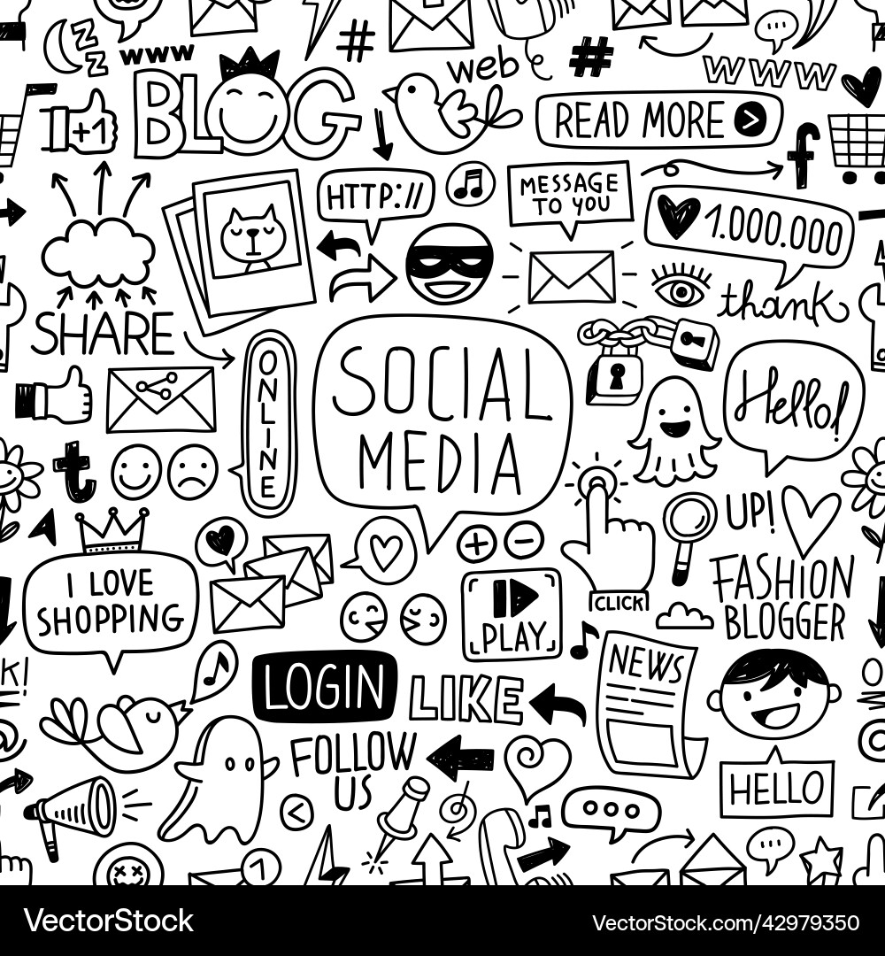 Social Media Icons Pattern Royalty Free Vector Image