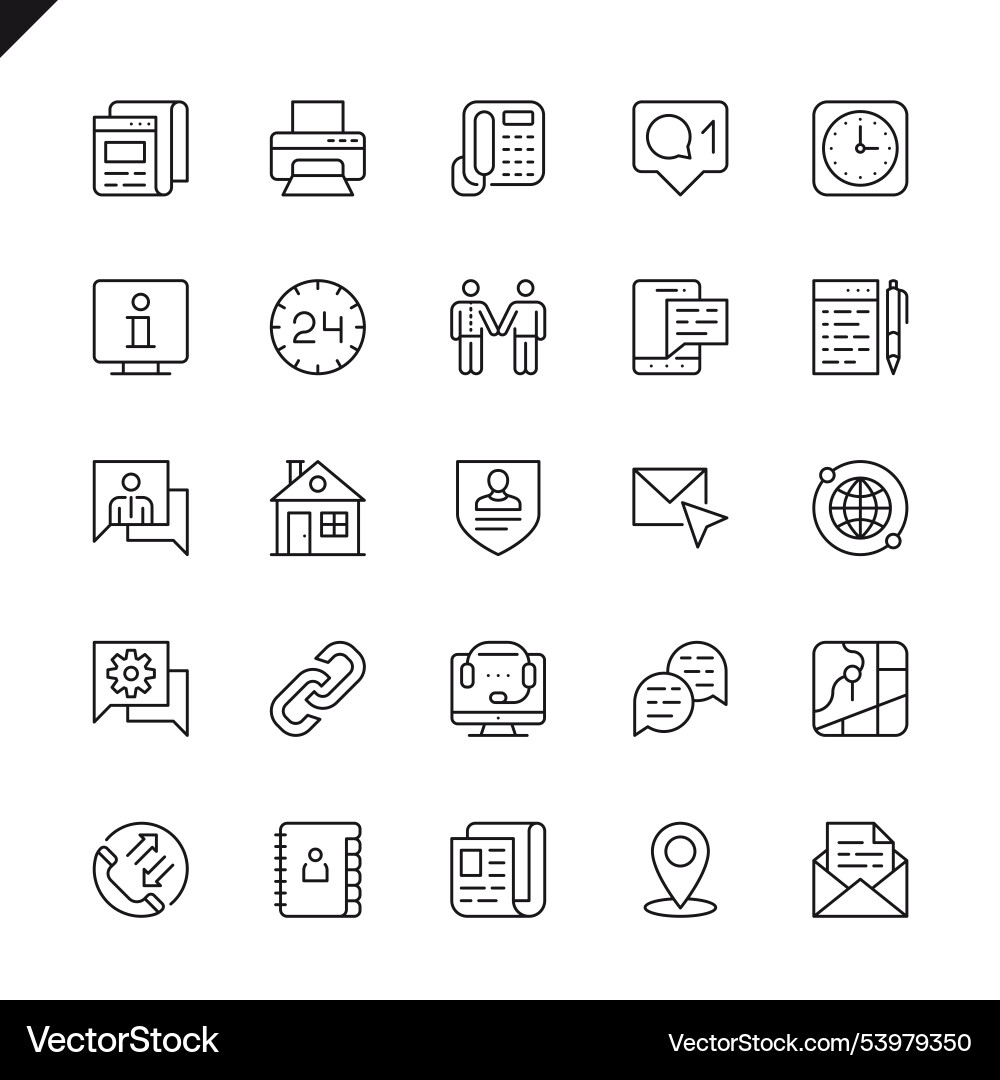 Thin line contact us icons set for website Vector Image