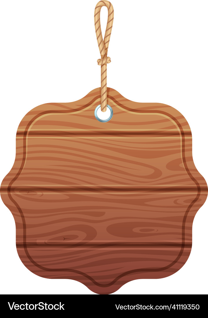 Wooden panel hanging on string blank banner Vector Image