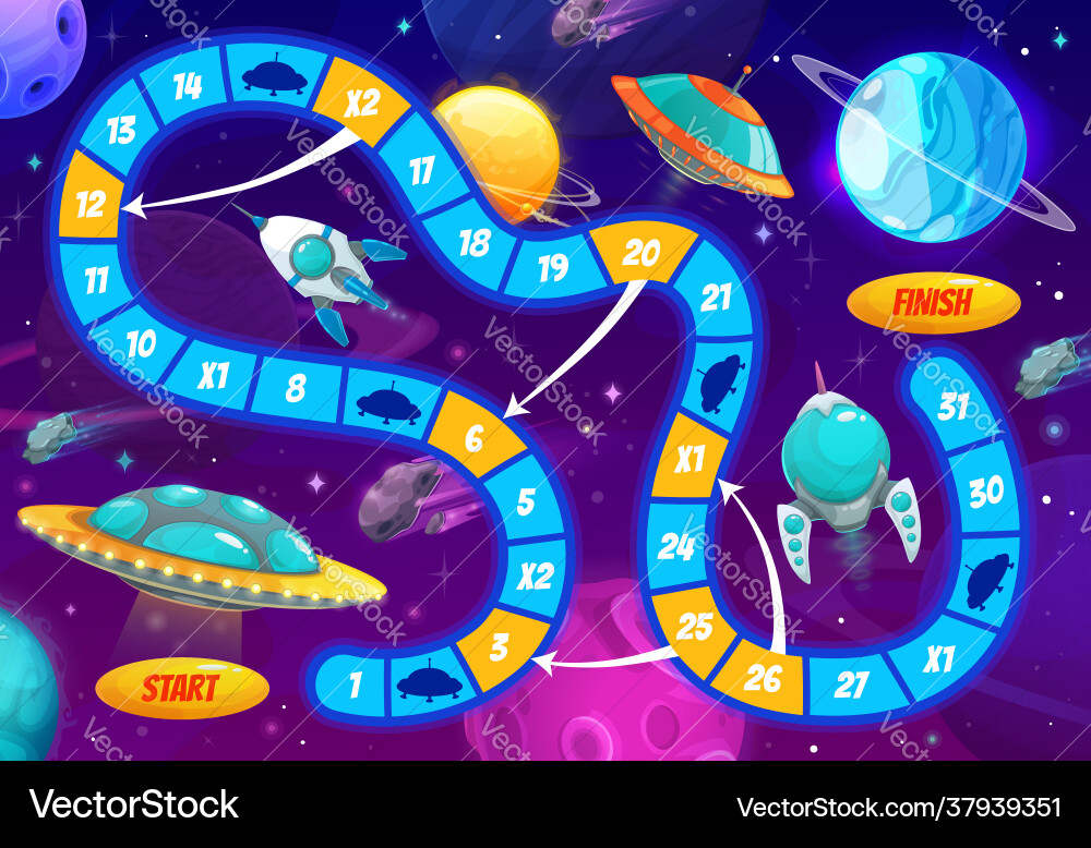 Cartoon space boardgame galaxy discovery kids game
