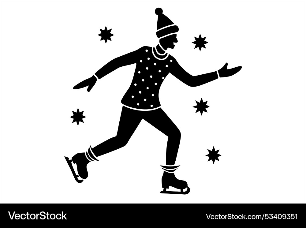 Christmas-line-art-ice-skating- 1 converted Vector Image