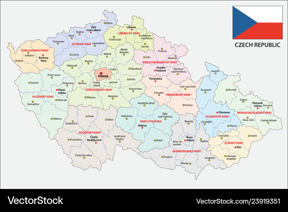 Czech republic administrative and political map Vector Image
