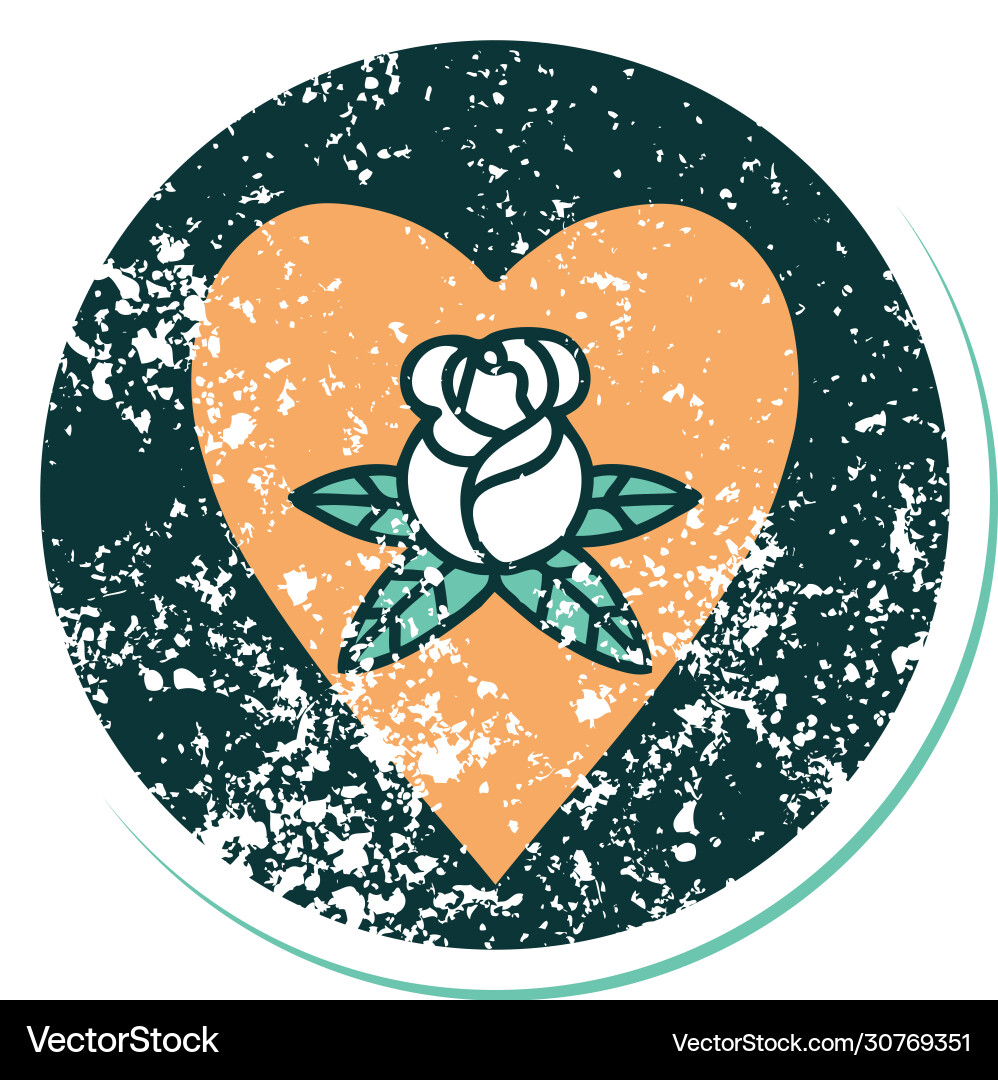 Distressed sticker tattoo style icon a heart Vector Image