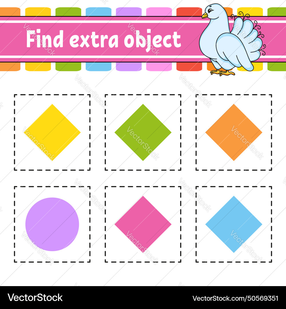 Find extra object educational activity worksheet Vector Image