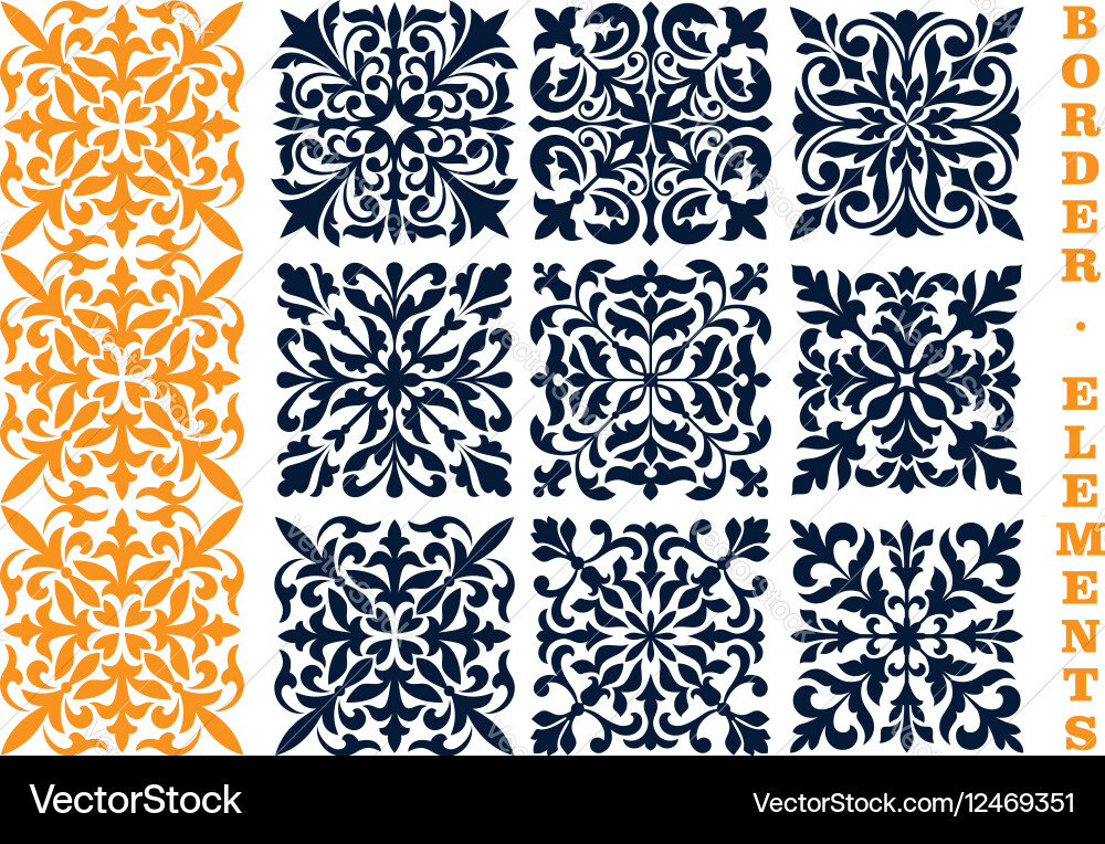 Floral Scroll Border Elements Royalty Free Vector Image