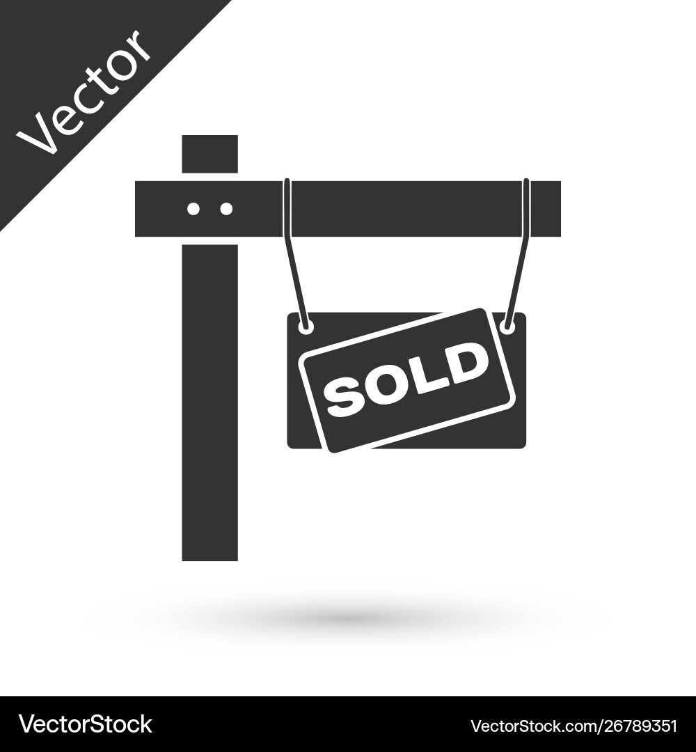 Grey hanging sign with text sold icon isolated Vector Image