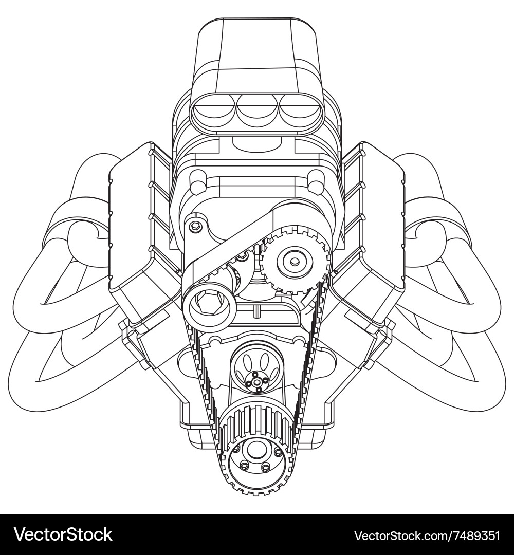 Hot Rod Engine Schematic Royalty Free Vector Image