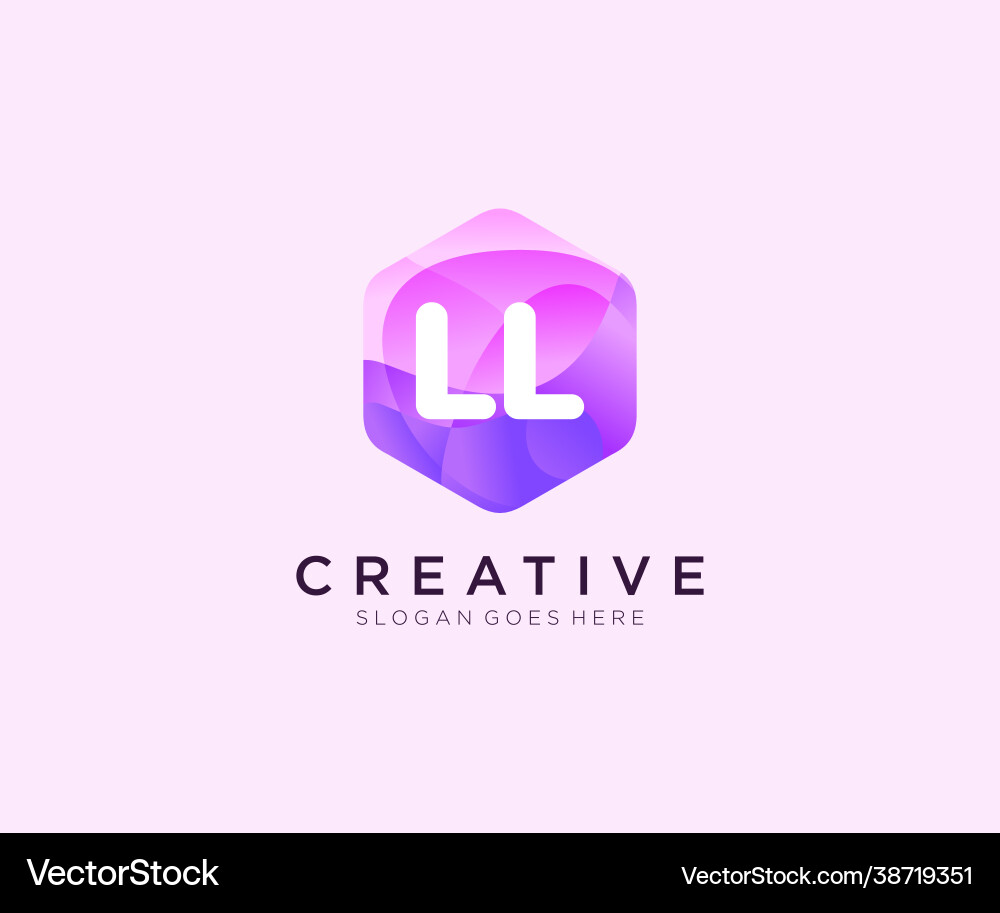 Ll initial logo with colorful hexagon modern Vector Image