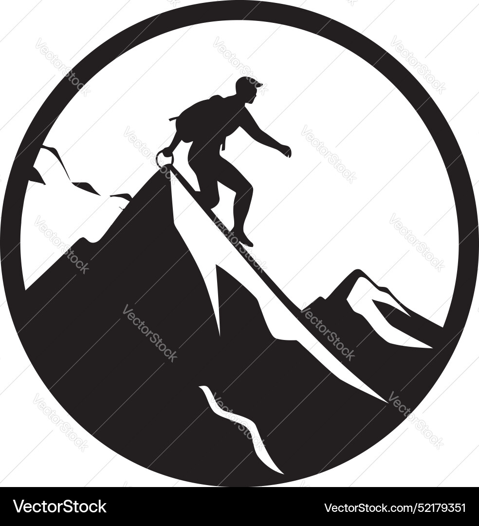 Path to victory man climbing a mountain black Vector Image