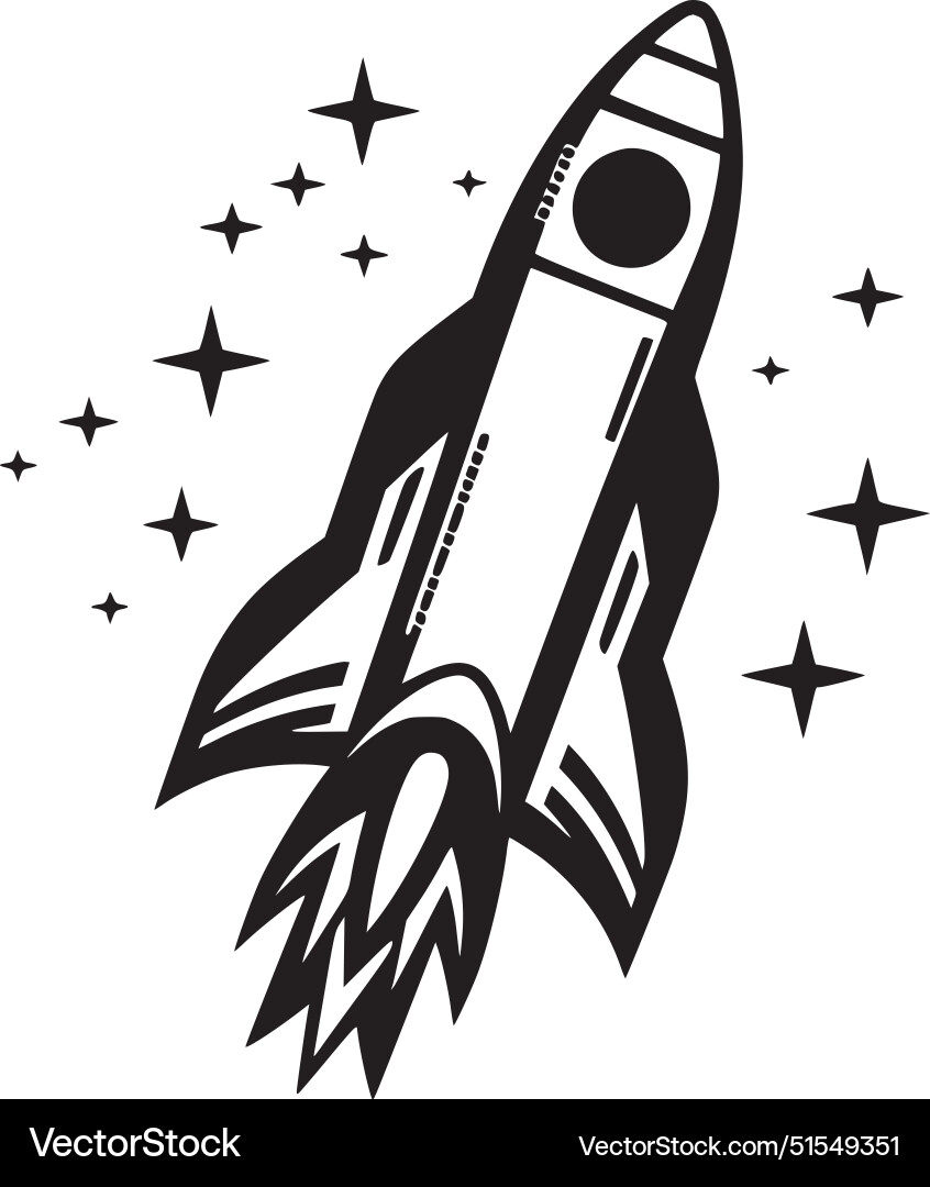 Rocket - black and white isolated icon Royalty Free Vector