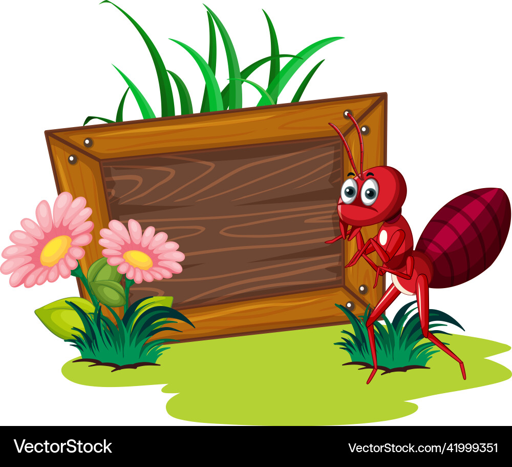 Sign board with ant on white background Royalty Free Vector