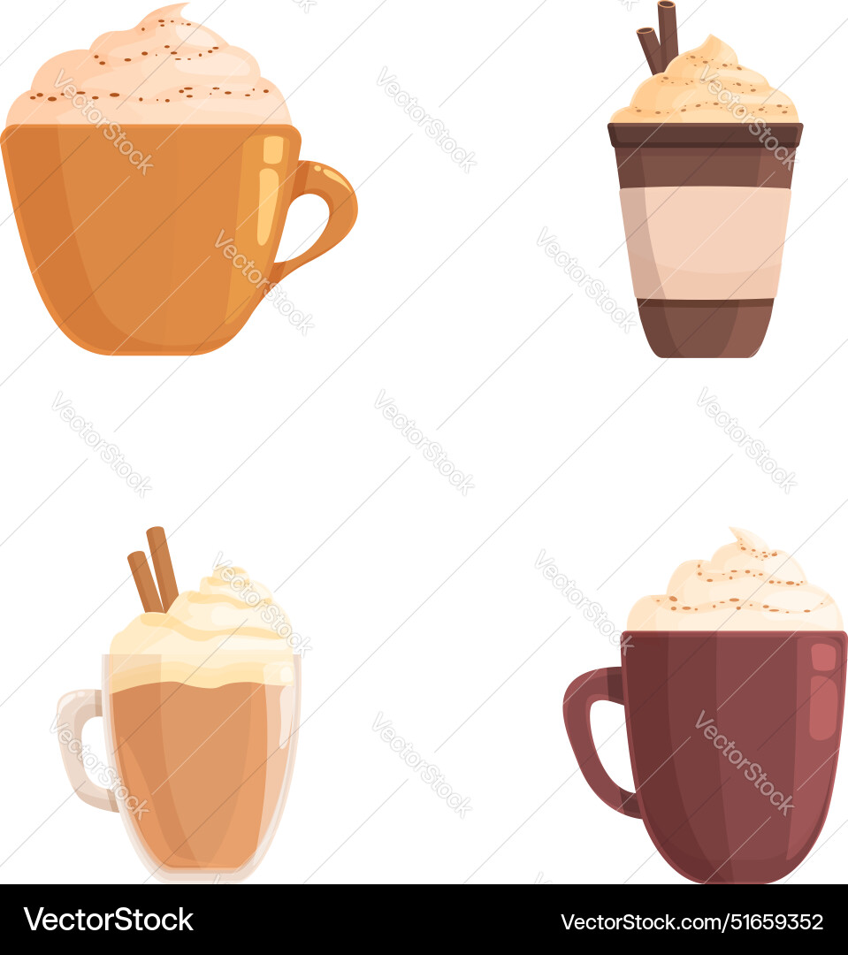 Assortment of cartoon coffee drinks Royalty Free Vector