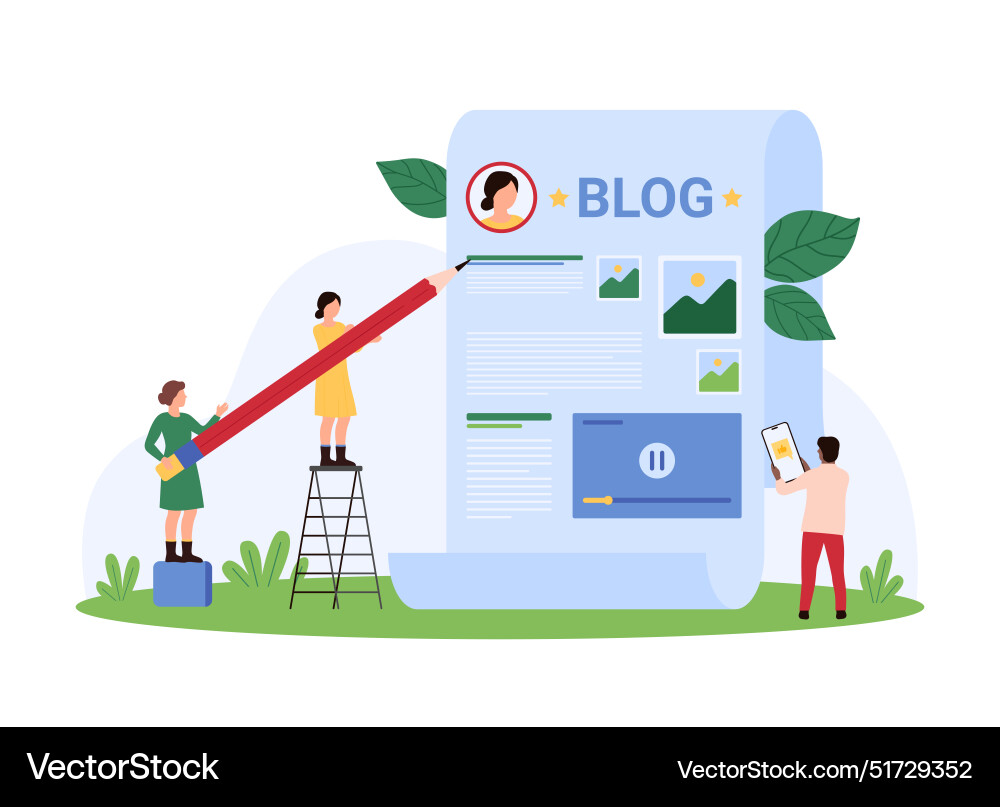 Blog authors writing article storytelling Vector Image