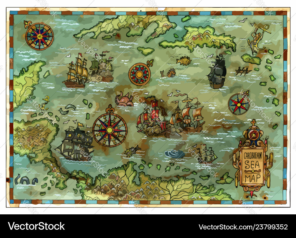 Caribbean Pirate Map Royalty Free Vector Image