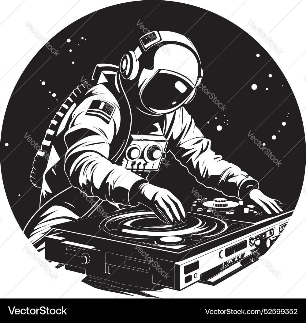 Celestial club logo with astronaut dj icon Vector Image