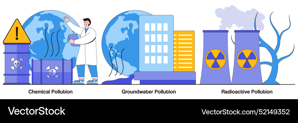 Chemical groundwater and radioactive pollution Vector Image