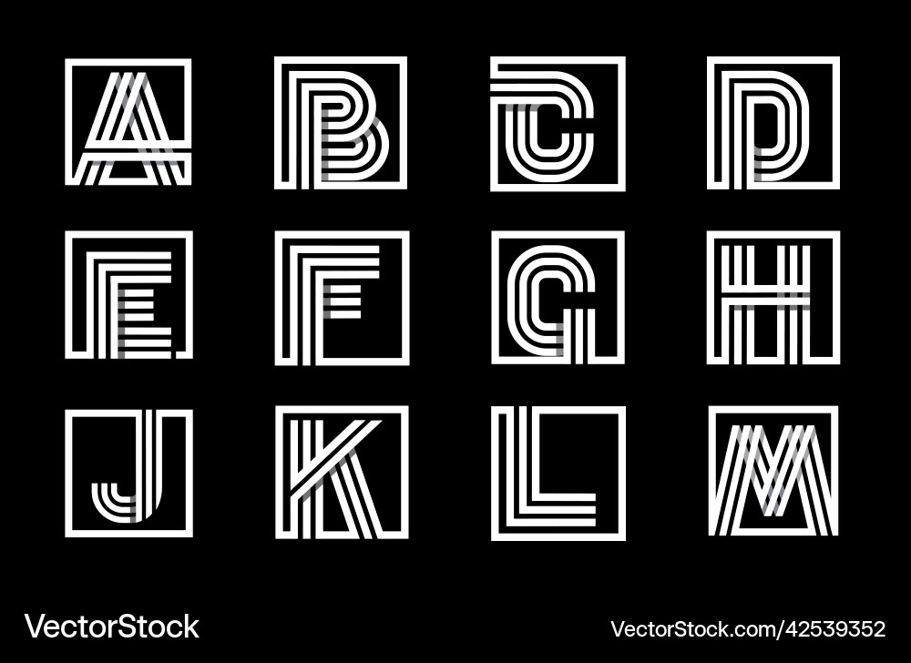 Decorative alphabet font with capital letters Vector Image