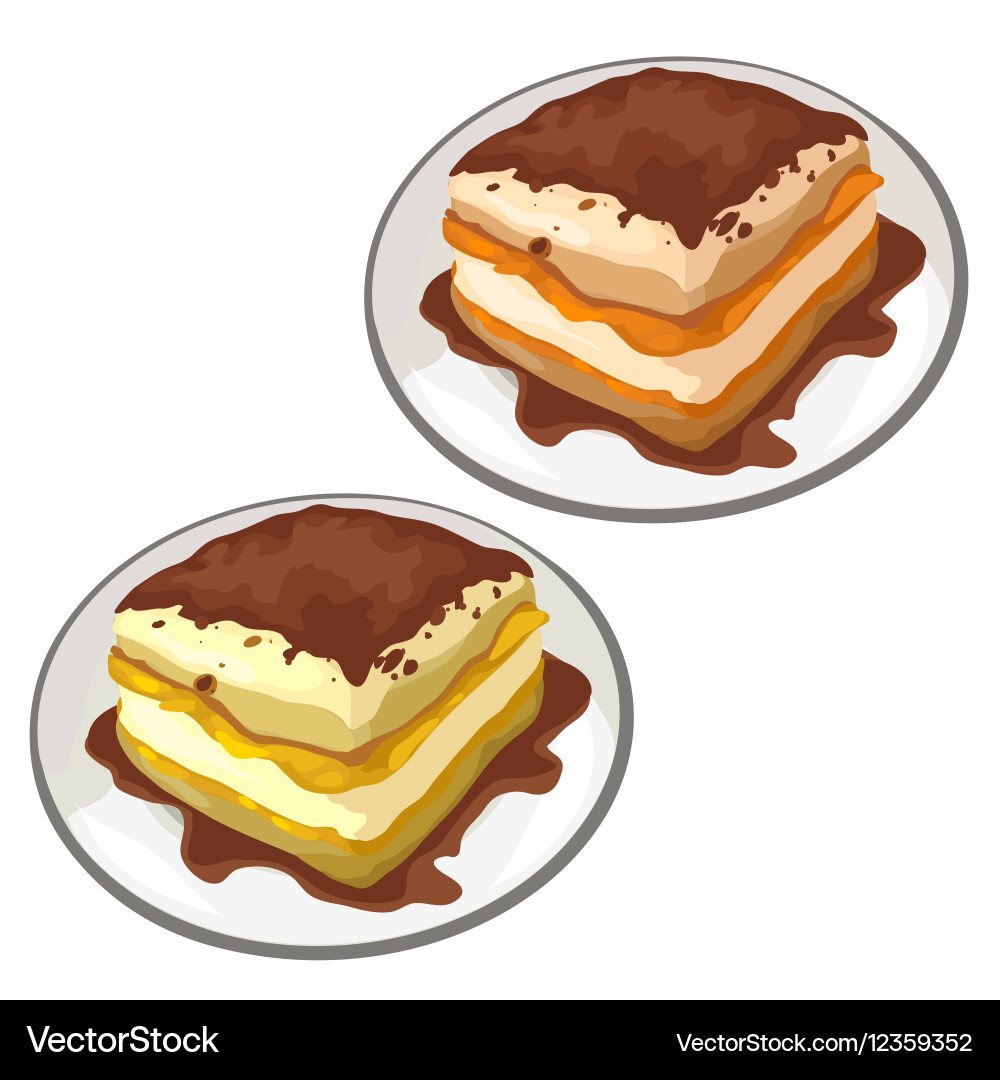 Delicious chocolate cake on plate desserts Vector Image