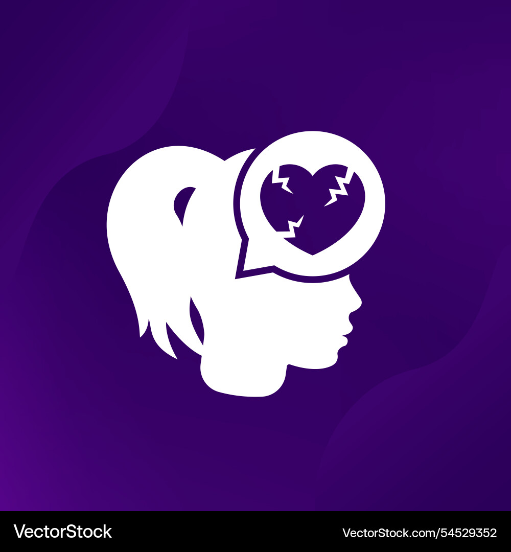 Girl with broken heart icon heartbreak Royalty Free Vector