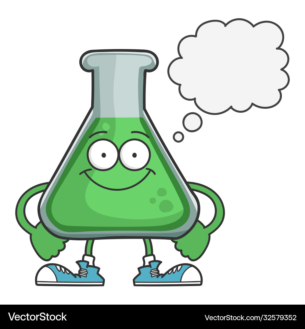 Happy smiling science beaker cartoon character Vector Image