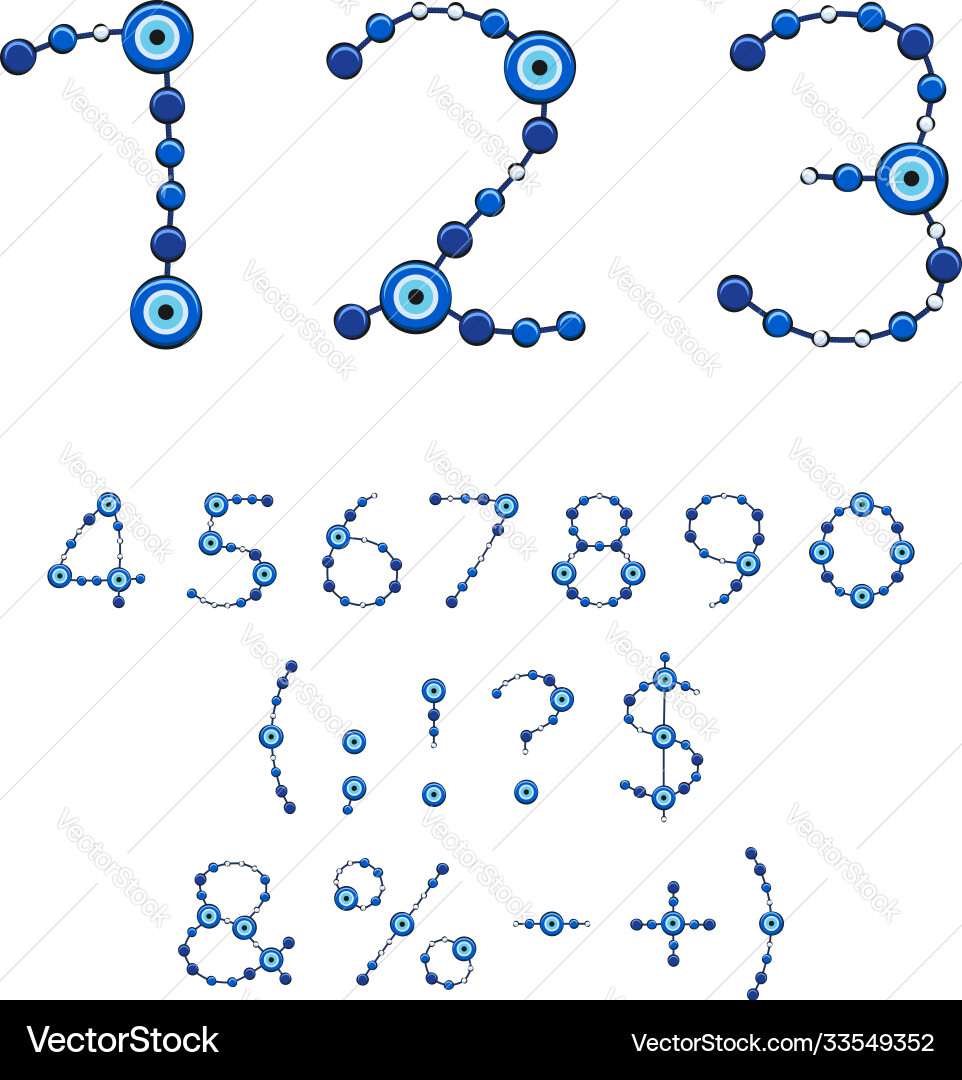 Numbers from jewelry with eye fatima Royalty Free Vector