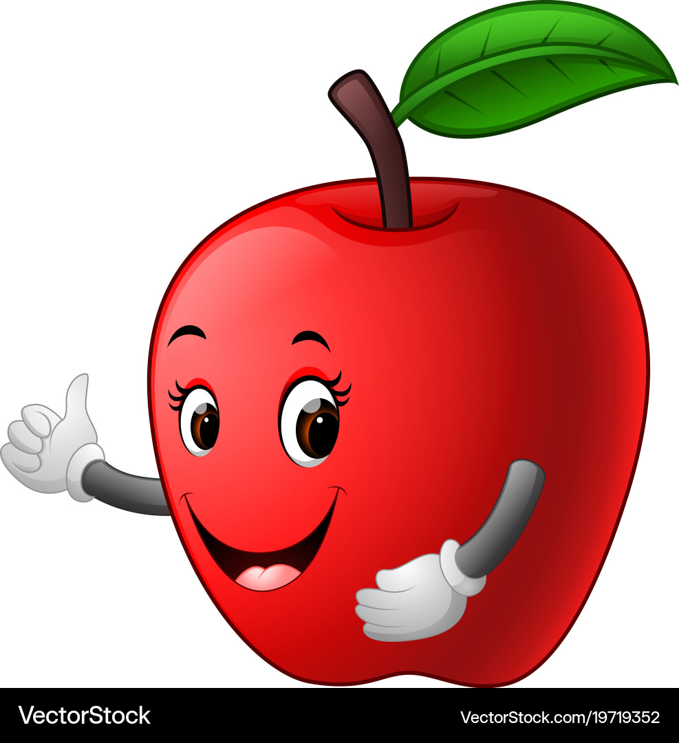 Smiling Apple Character Royalty Free Vector Image