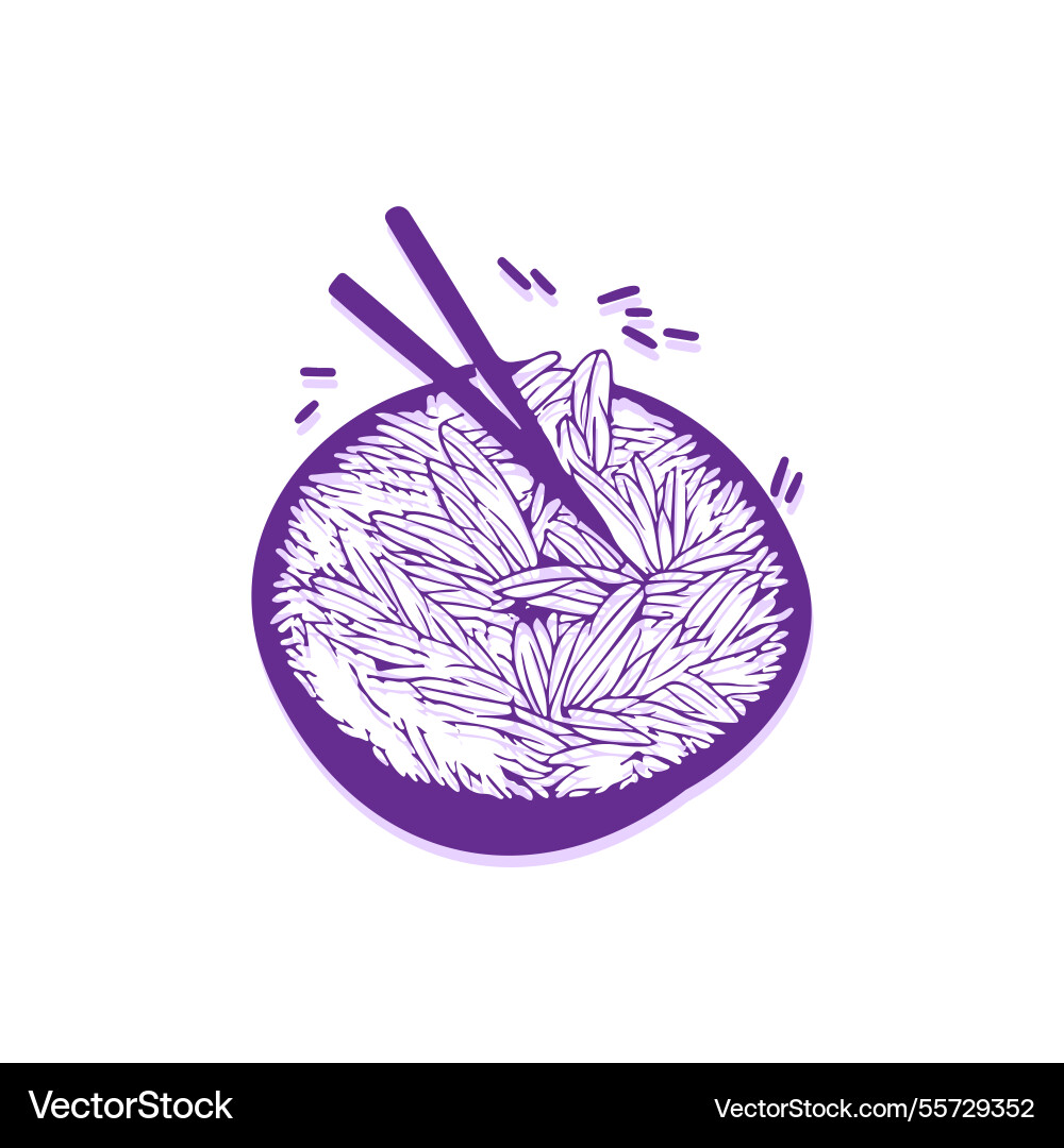 Stylized bowl of rice with chopsticks design Vector Image