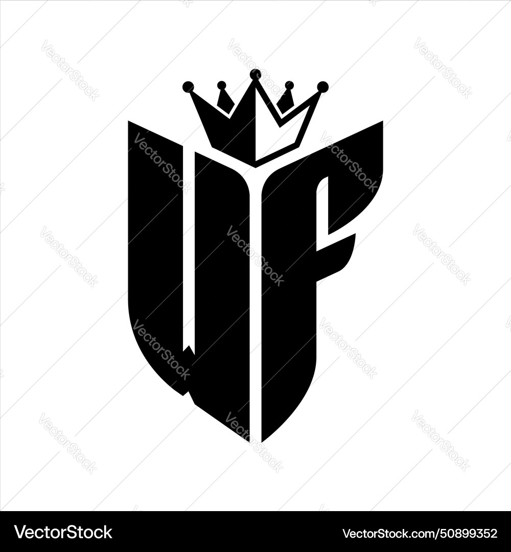Wf letter monogram with shield shape crown Vector Image