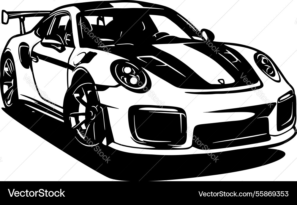 2018 911 gt2 rs sport car - classic stencil Vector Image