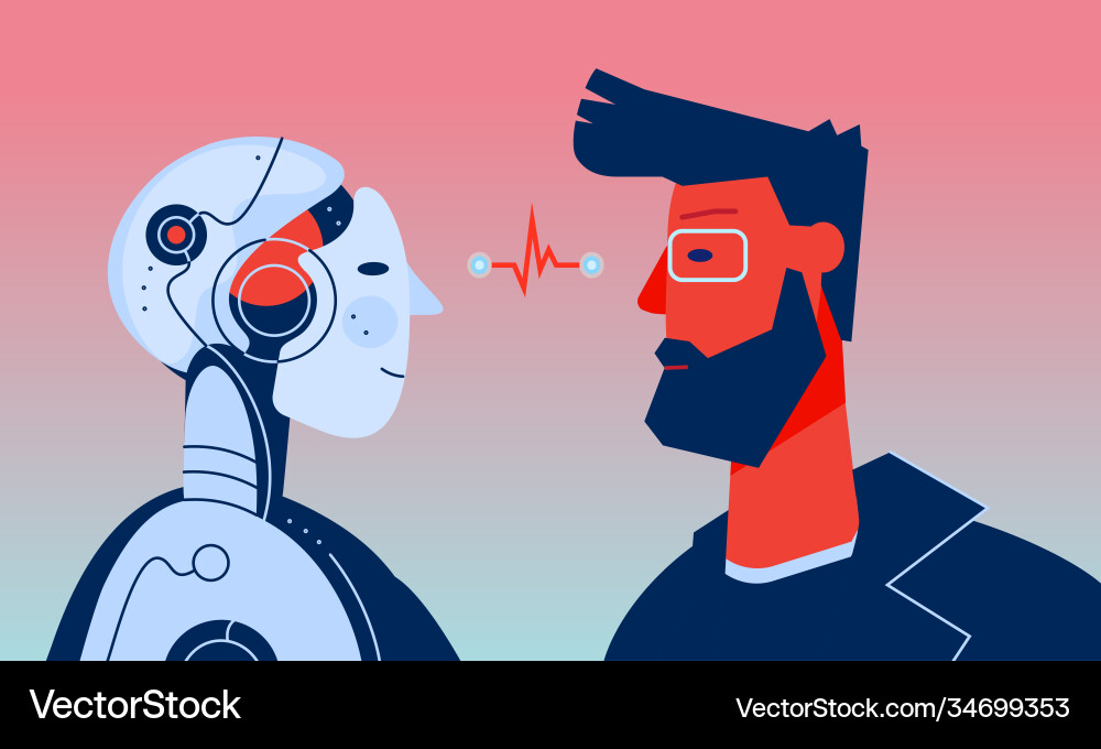 Human vs artificial intelligence concept trendy Vector Image