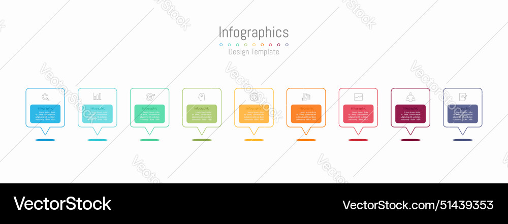 Infographic 9 options design elements Royalty Free Vector