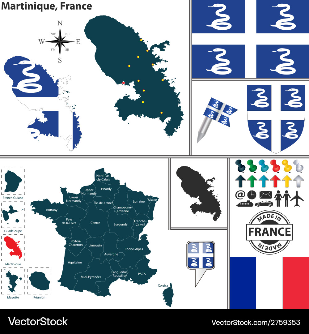 Map of martinique Royalty Free Vector Image - VectorStock
