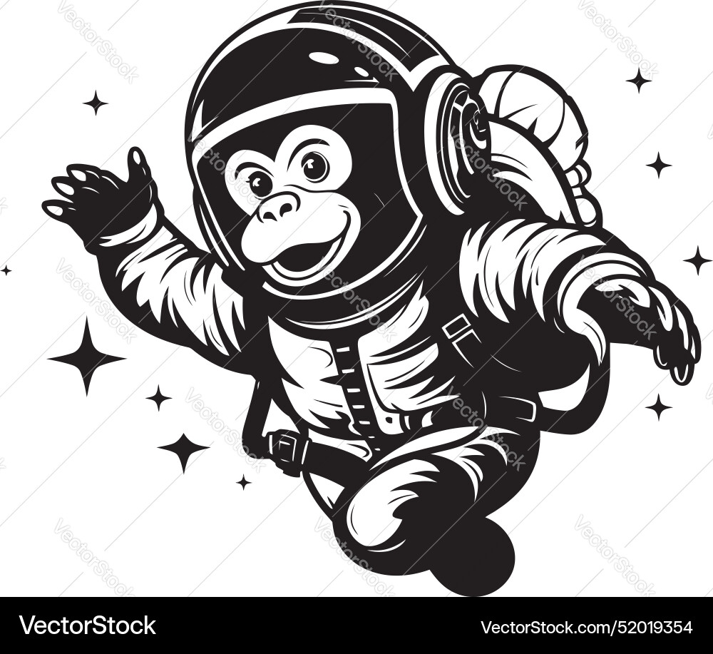 Astrochimp trek black emblem stellar siamang Vector Image