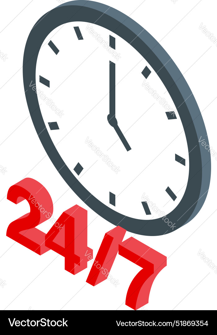 Uhr 24 Stunden 7 Tage offenes Konzept Lizenzfreier Vektor